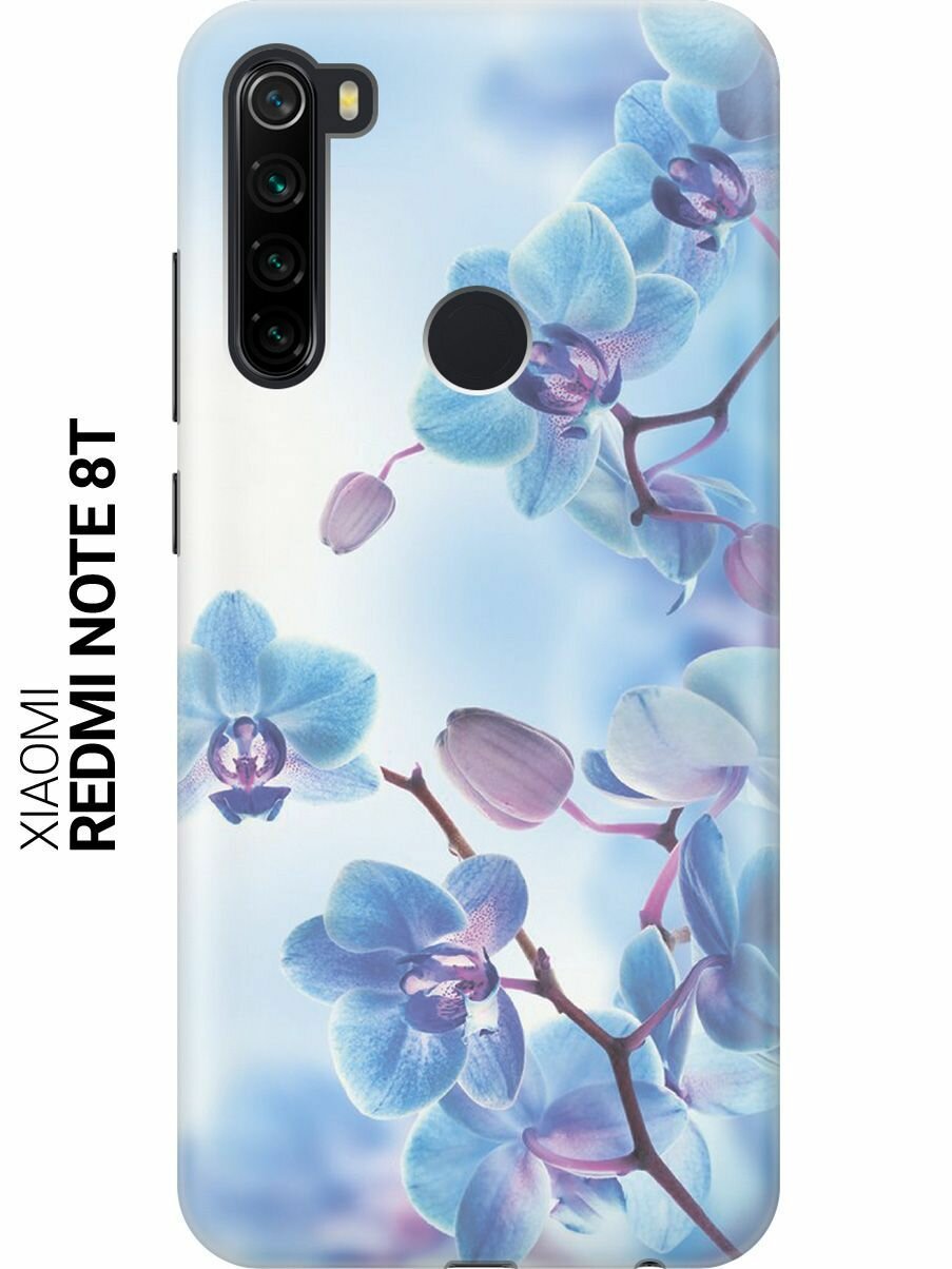Силиконовый чехол на Xiaomi Redmi Note 8T, Сяоми Редми Ноут 8Т с принтом "Голубые орхидеи"