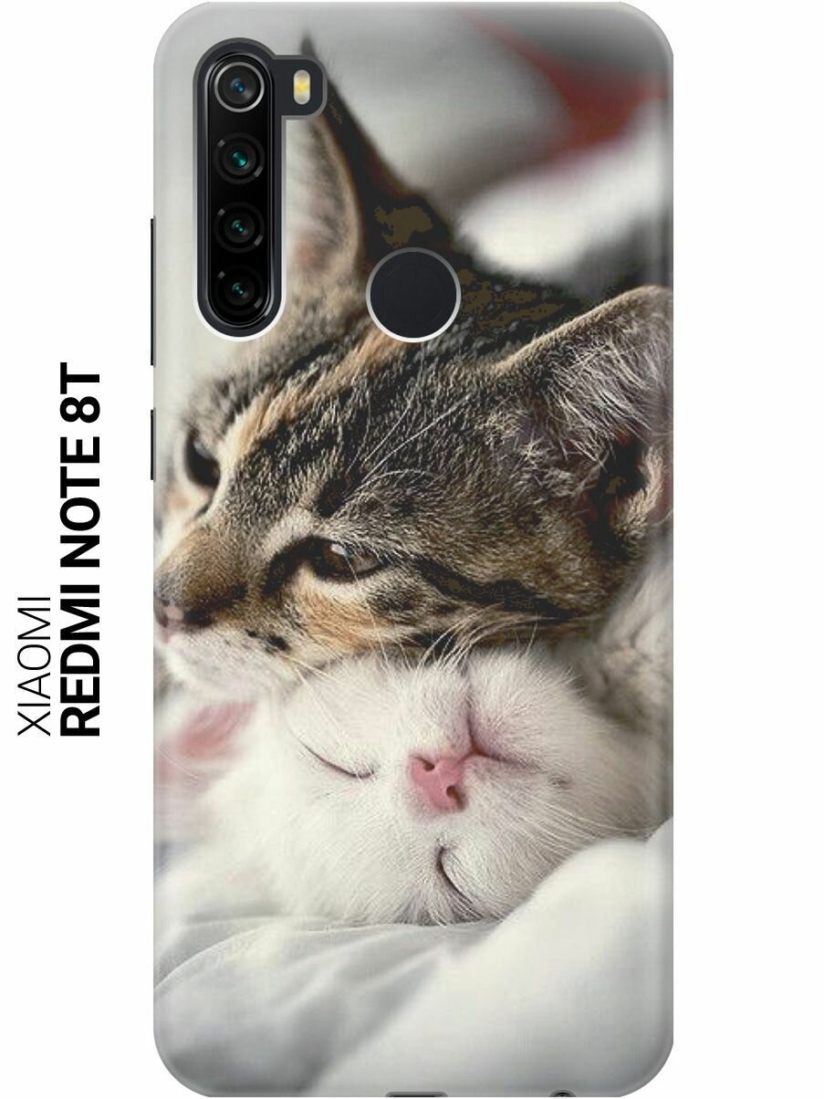 Силиконовый чехол на Xiaomi Redmi Note 8T, Сяоми Редми Ноут 8Т с принтом "Милые котики"