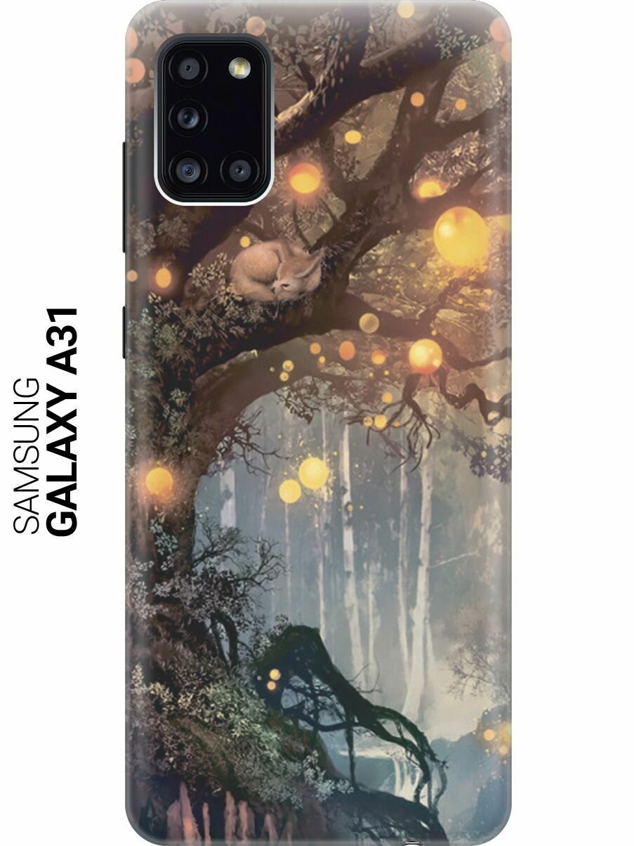 Силиконовый чехол на Samsung Galaxy A31, Самсунг А31 с принтом "Лиса на древе"