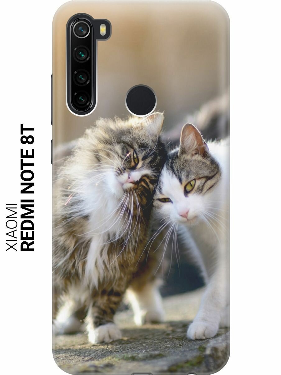 Силиконовый чехол на Xiaomi Redmi Note 8T, Сяоми Редми Ноут 8Т с принтом "Ласкающиеся кошечки"