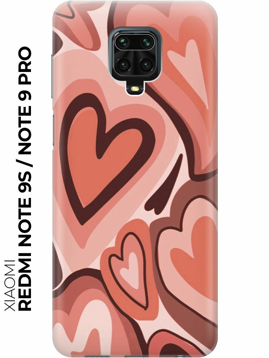 Силиконовый чехол Нарисованные сердечки на Xiaomi Redmi Note 9s / Note 9 Pro / Сяоми Редми Ноут 9с / Ноут 9 Про