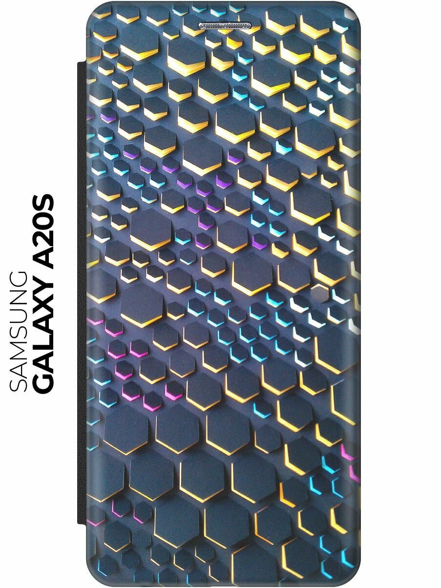 Чехол-книжка Графитовые соты на Samsung Galaxy A20s / Самсунг А20с черный