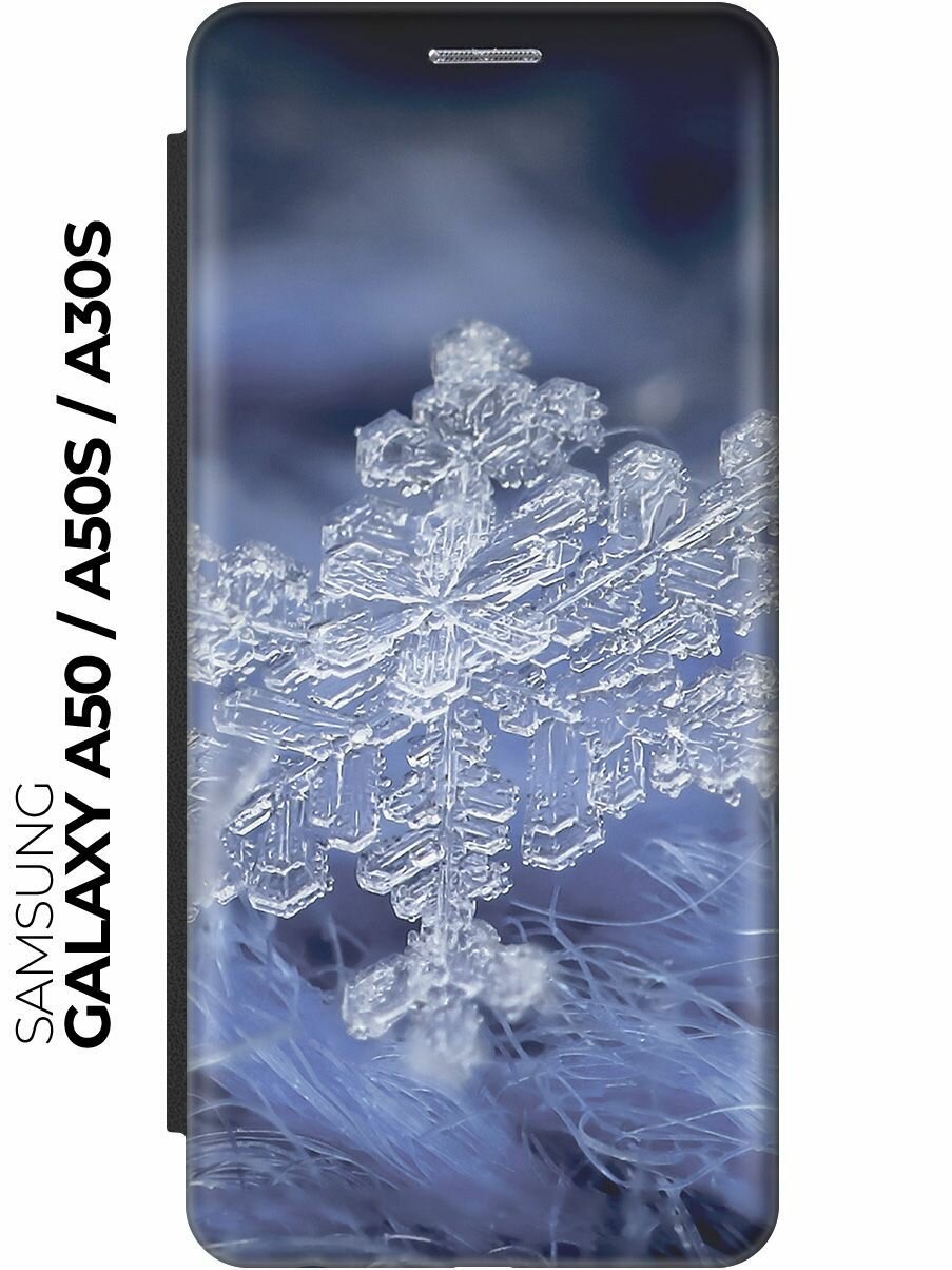 Чехол-книжка Снежинка на Samsung Galaxy A50 / A50s / A30s / Самсунг А50 / А30с / А50с черный