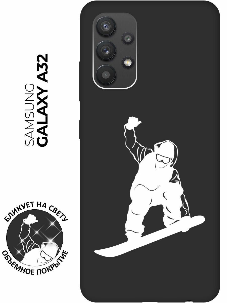 Матовый чехол Snowboarding W для Samsung Galaxy A32 / Самсунг А32 с 3D эффектом черный