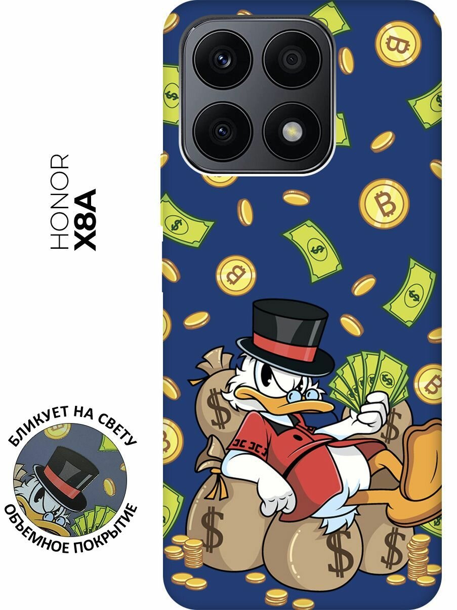 Матовый чехол Rich Scrooge для Honor X8a / Хонор Х8А с 3D эффектом синий