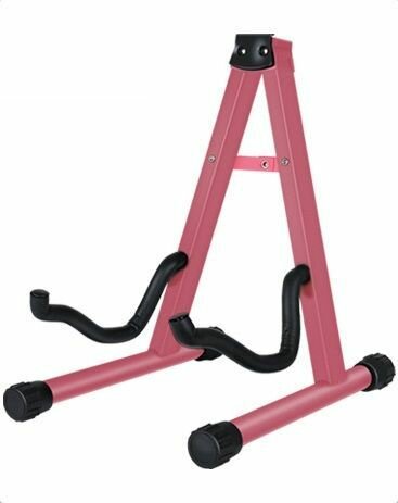 Напольная стойка для всех типов гитар из металла(розовая)