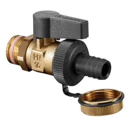 Кран шаровой Oventrop Optiflex, 1/2", НР, со штуцером для шланга и колпачком