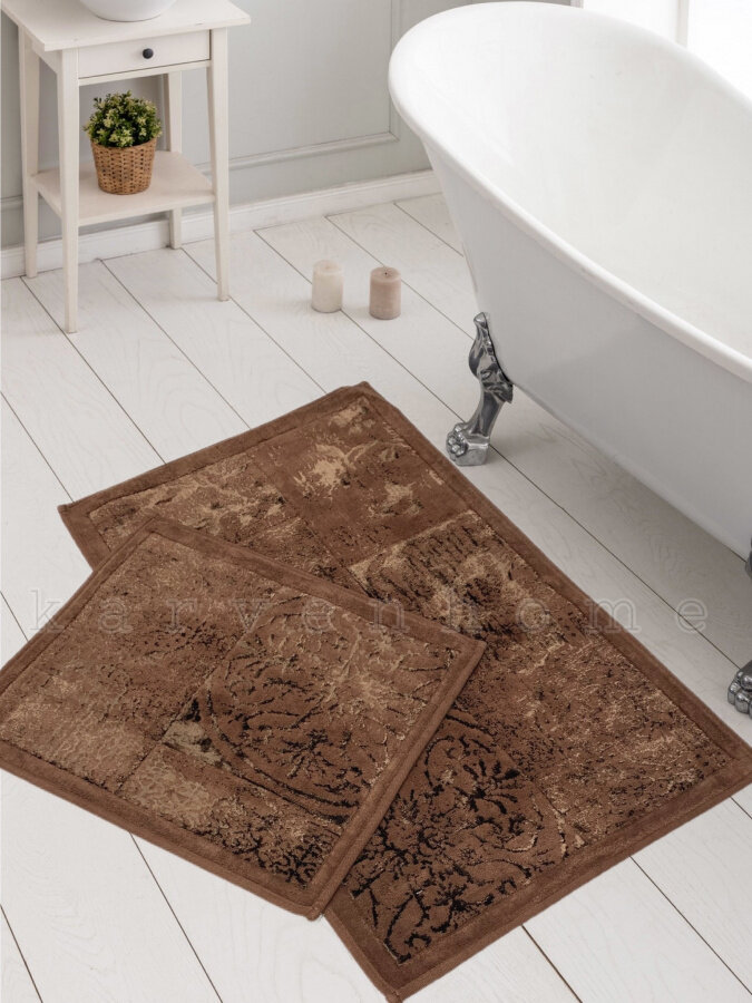 Комплект ковриков с жаккардом (60х100 + 50х60) Nostalji шоколад Karven (шоколадный), Комплект ковриков