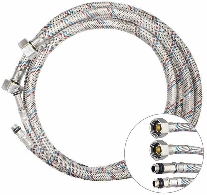 Клип 1309 подводка гибкая для смесителя со стальной гайкой 1/2"хМ10, 1500мм (2 шт.)