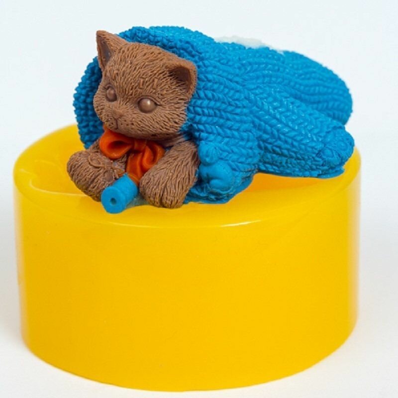 Силиконовая форма для мыла Котенок в варежке, для свечей, гипса 1шт 7 х 5 х 3.5 см