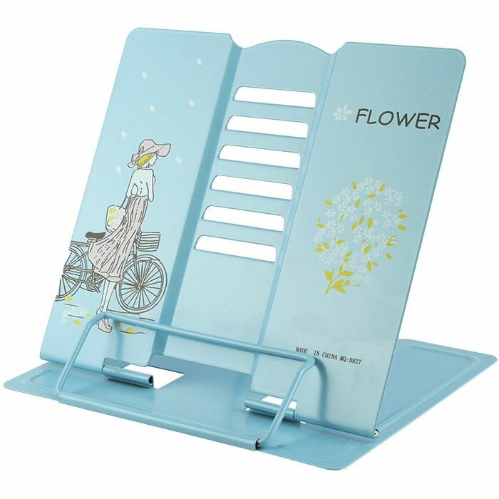 DARVISH Подставка для книг металлическая. Девушка с велосипедом. голубая