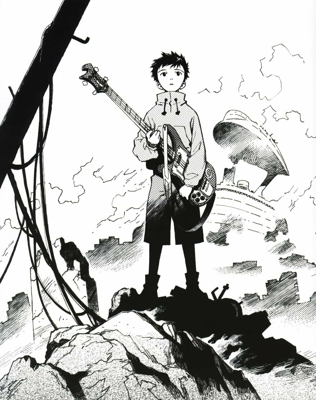 Плакат, постер Фури-Кури (FLCL, 2000г) на бумаге, размер 21х30см