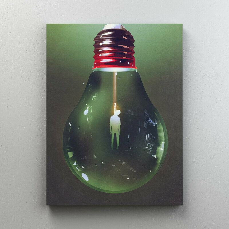 Интерьерная картина на холсте "Повисший в лампочке" размер 45x60 см
