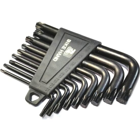 Набор Bike Hand 6-150633 TORX YC-633S Г-образн. "звездочка" T10/T15/T20/T25/T27/T30/T40/T45/T50 сталь BIKEHAND