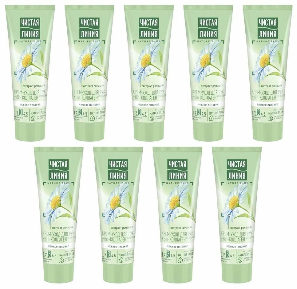 Чистая Линия крем-уход для рук "Нежное питание", с экстрактом ромашки, 75 мл, 9 шт