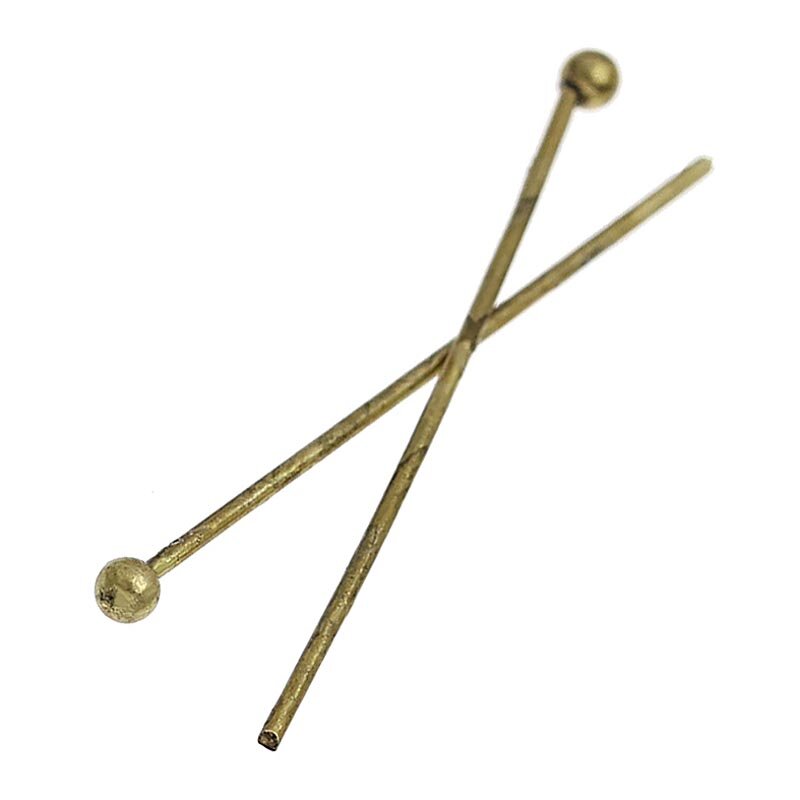 Фурнитура для бижутерии Пин с шариком 0001245 бронзовый цвет 30 мм, цена за 30 шт.