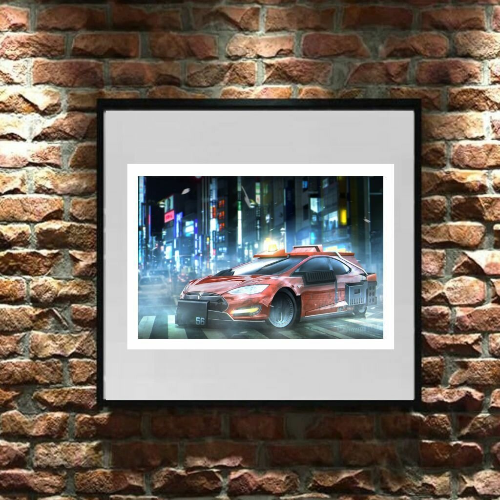 Постер "tesla (тесла) model s deckards" Cool Eshe из коллекции "Автомобили", А4