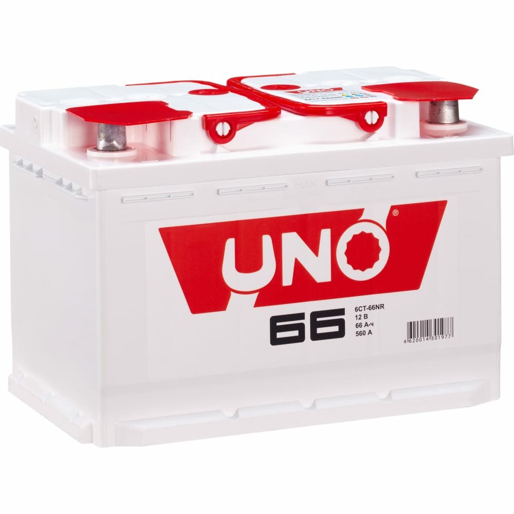Аккумулятор UNO 6ст 66 NR с кальциевой технологией, 12‑вольт, высокий пусковой ток для легковых и грузовых автомобилей