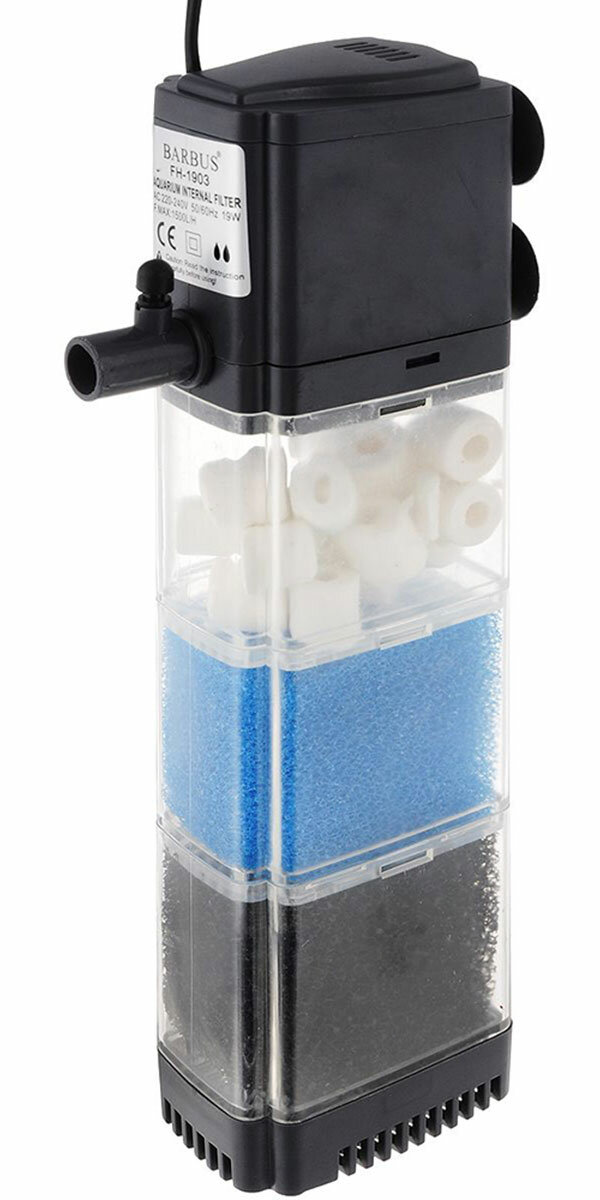 Внутренний фильтр камерный BARBUS FILTER 028 с тремя камерами 1500 л/ч 19 Вт (1 шт)