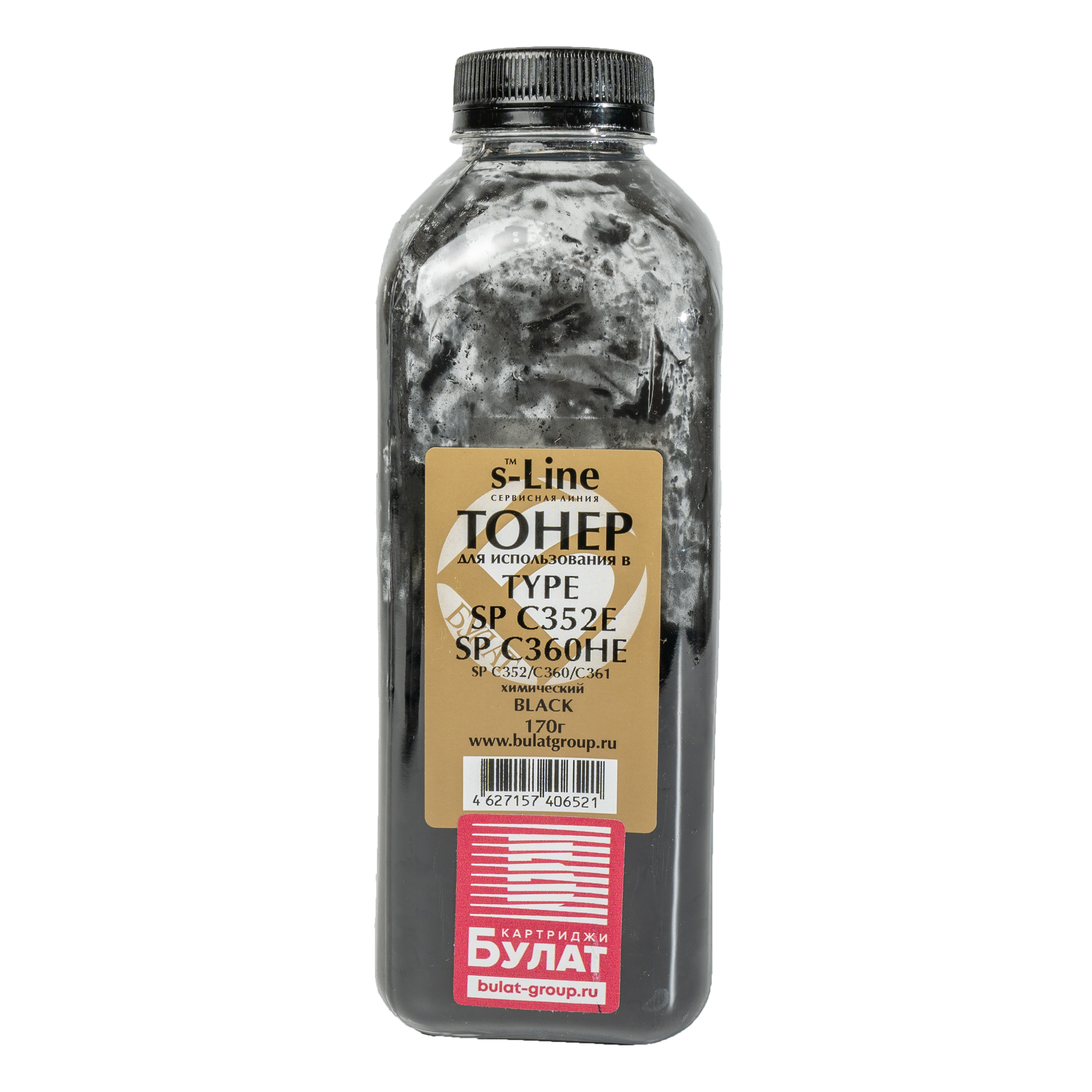 Тонер булат s-Line SP C352E, SP C360HE для Ricoh SP C352, SP C360 (Чёрный, банка 170 г), химический