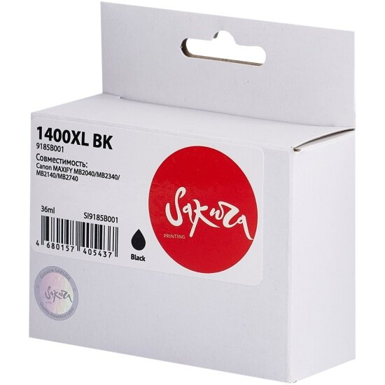 Струйный картридж Sakura Printing Sakura 9185B001 (1400XL BK) для Canon, черный, 36 мл, 1200 к.