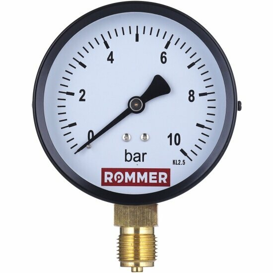 Манометр Rommer радиальный. Корпус Dn 80 мм 1/2 , 0.10 бар, кл.2.5