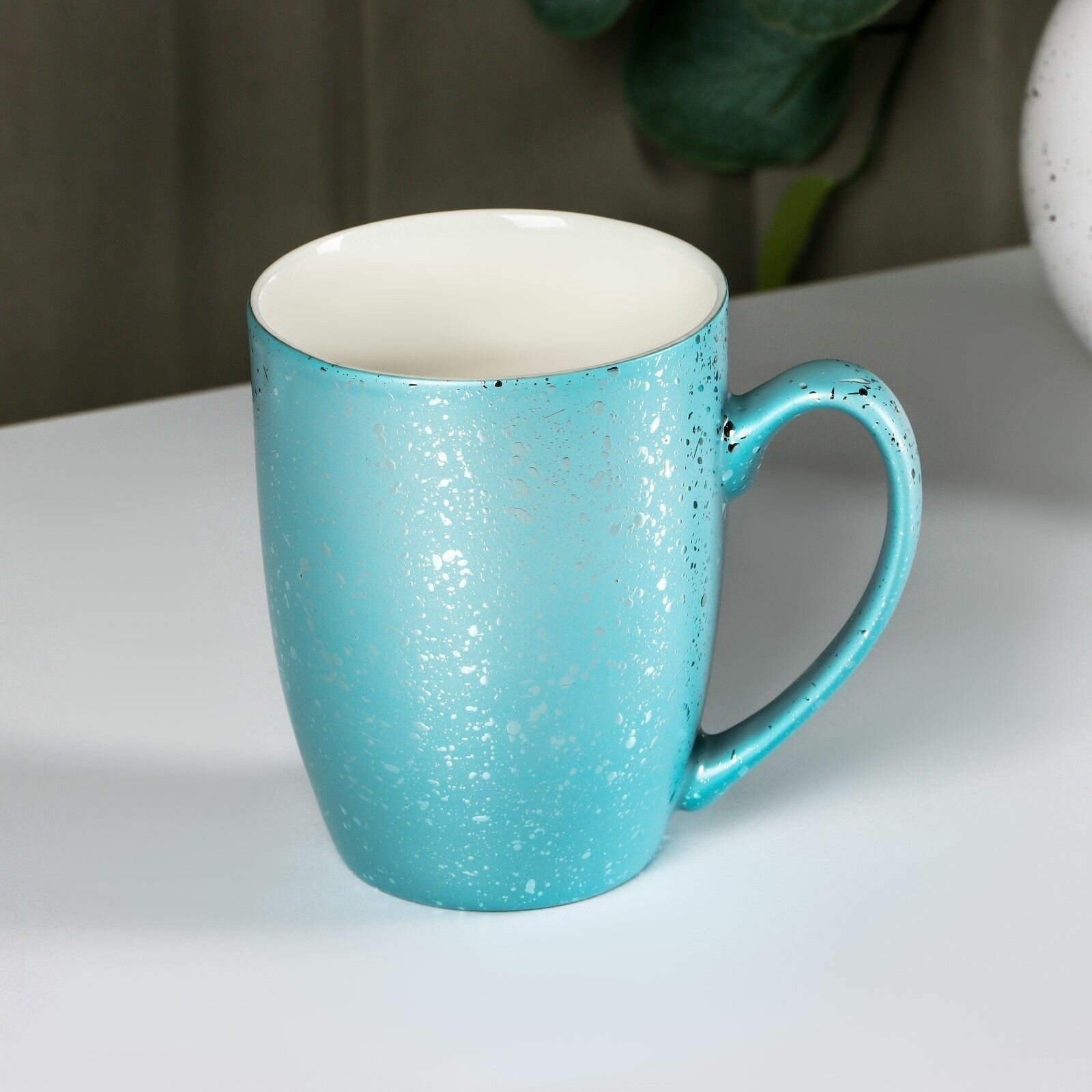 Кружка Доляна Блеск , 350 мл, керамика, голубая, 2 шт