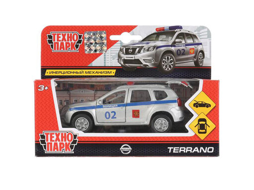Внедорожник Nissan Terrano Полиция, 12 см, серебристый