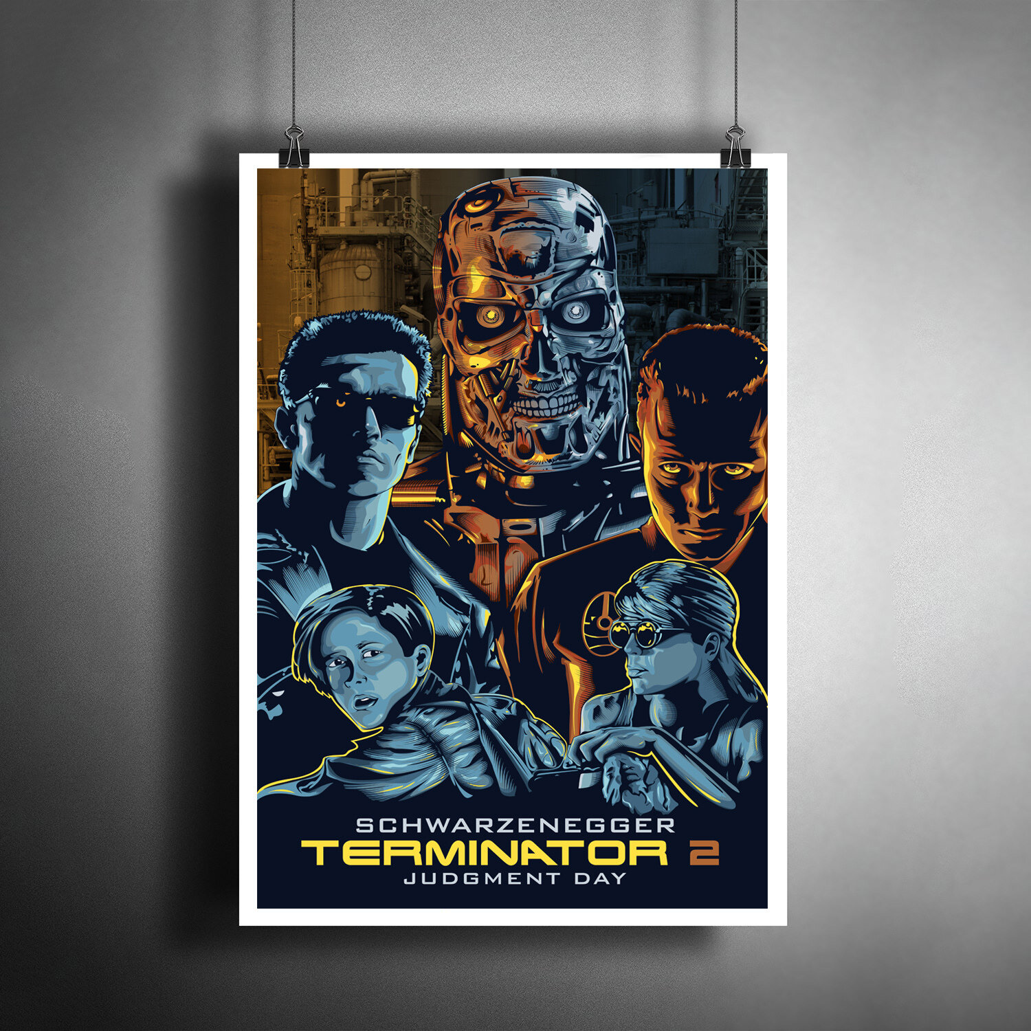 Постер плакат для интерьера "Фильм: Терминатор 2: Судный день. Арнольд Шварценеггер. Terminator 2: Judgment Day"/A3 (297 x 420 мм)