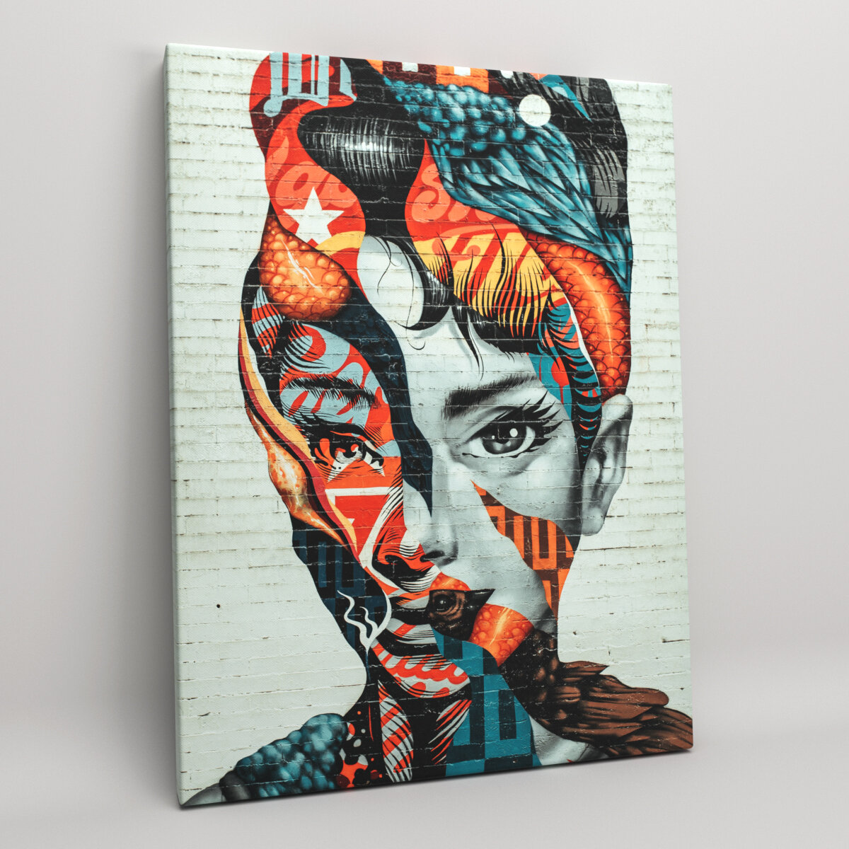 Картина на холсте (интерьерный постер) "Тиффани - граффити" стрит арт, с деревянным подрамником, размер 30x40 см