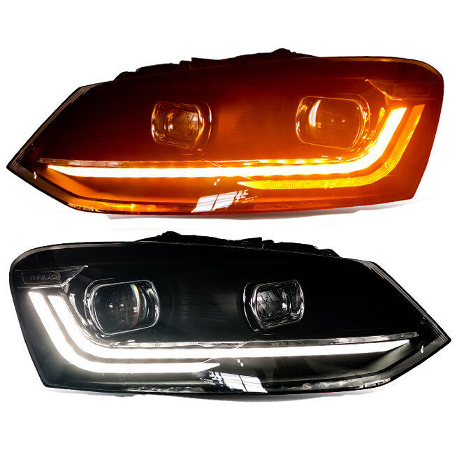 Передние фары Фольксваген Поло седан 2009-2020, полностью LED, ДХО