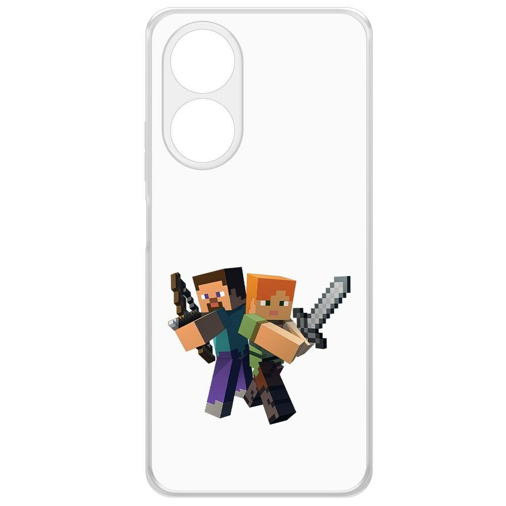 Чехол-накладка Krutoff Clear Case Minecraft-Стив и Алекс для Oppo A58 4G