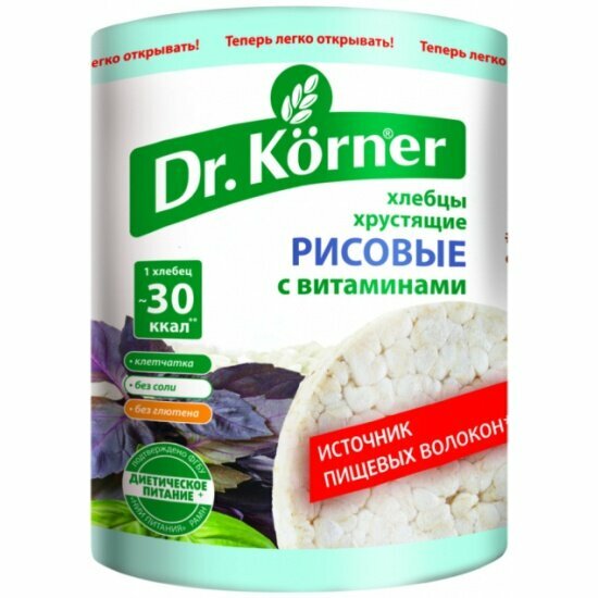 Хлебцы Dr. Korner "Рисовые с витаминами", 100 гр.
