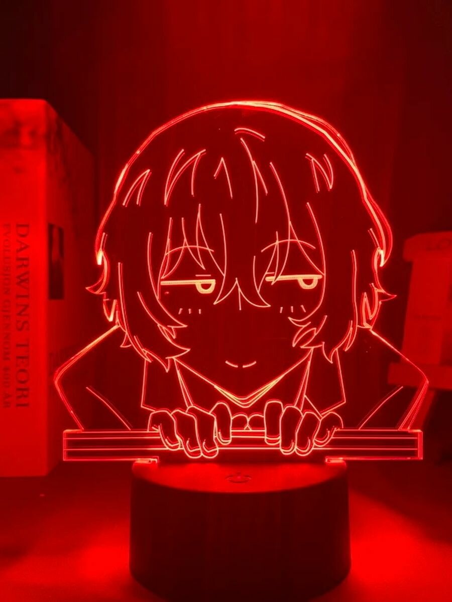 Ночник Аниме Великий из Бродячих Псов - Anime Bungo stray dogs. Подарок фанату аниме и манги — декор в комнату с любимыми персонажами, в стиле отаку и японской анимации.
