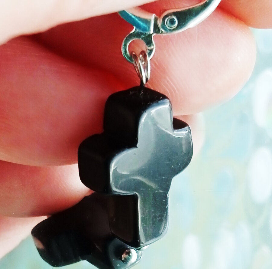 Серьги с подвесками, одиночные, гагат