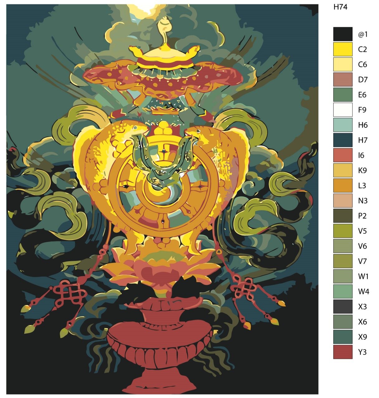 Картина по номерам Н74 "Благоприятная тибетская восьмёрка", 80x100 см
