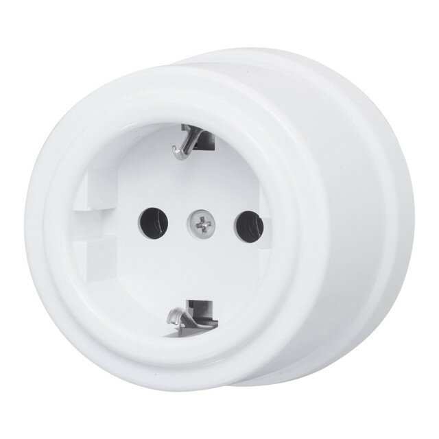 BIRONI Лизетта Розетка 1 пост с заземлением, белый цвет, для внутренней установки