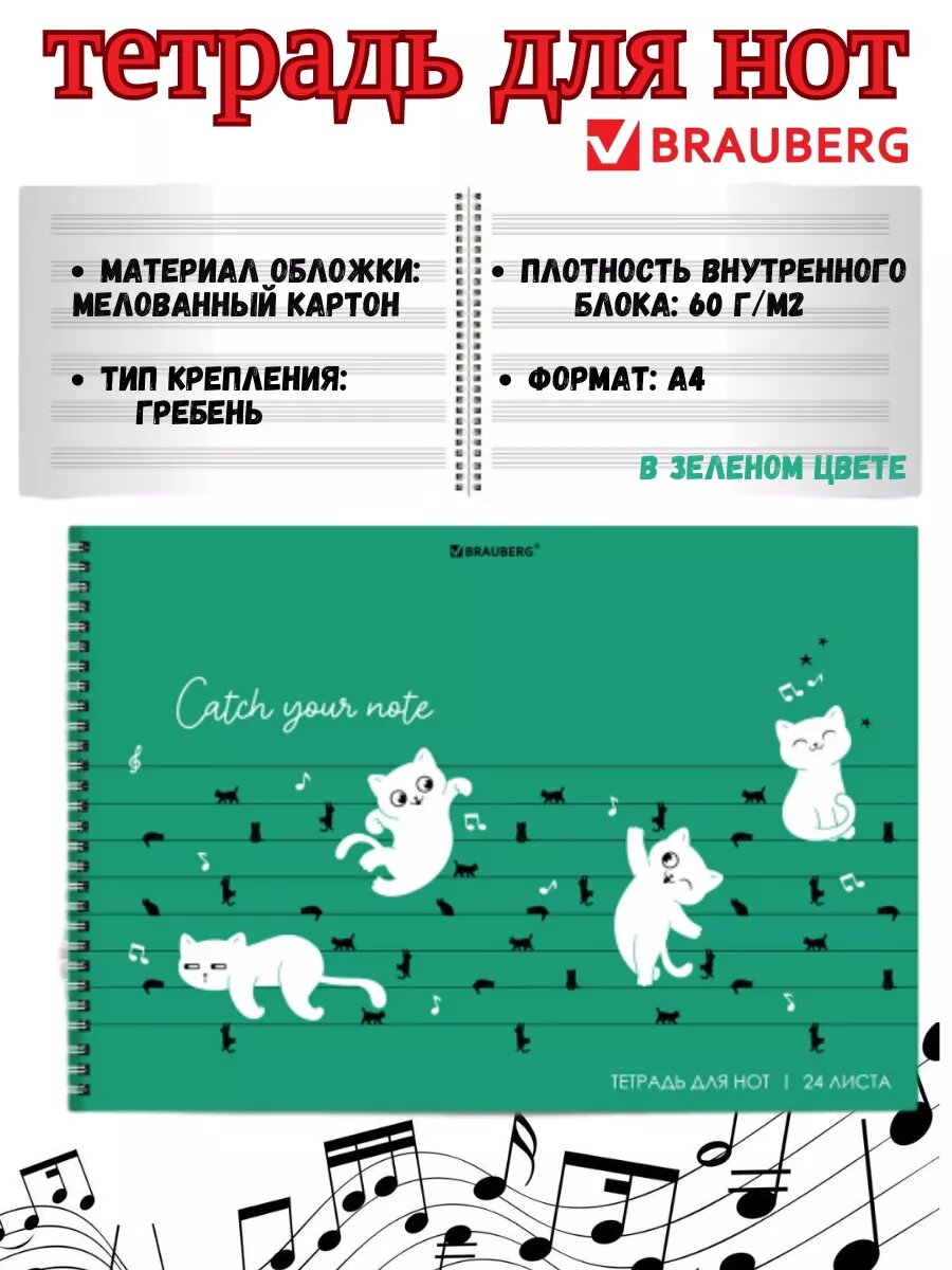 Тетрадь для нот а4, 24 листа