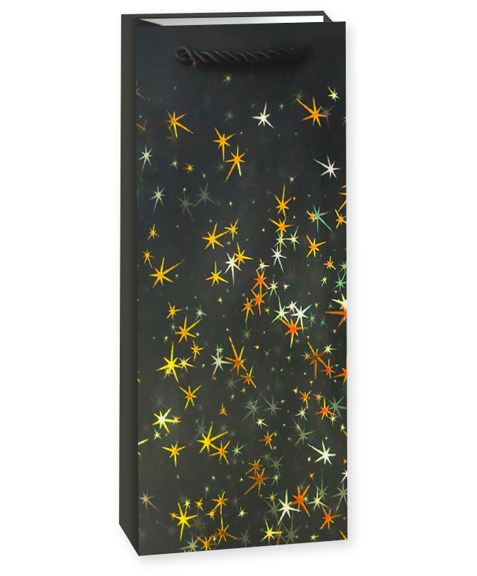 Пакет подарочный для вина, Тысячи созвездий, Дизайн №3, Черн