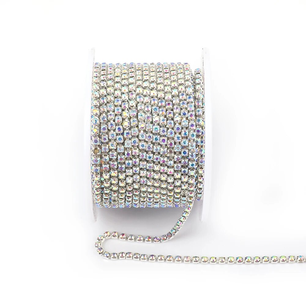 1 ярд, 10 ярдов/рулон SS6-SS18, цепочка со стразами и кристаллами, пришитая клеевая цепочка со стразами, цепочка для чашки для одежды, аксессуары для цепочек «сделай сам»