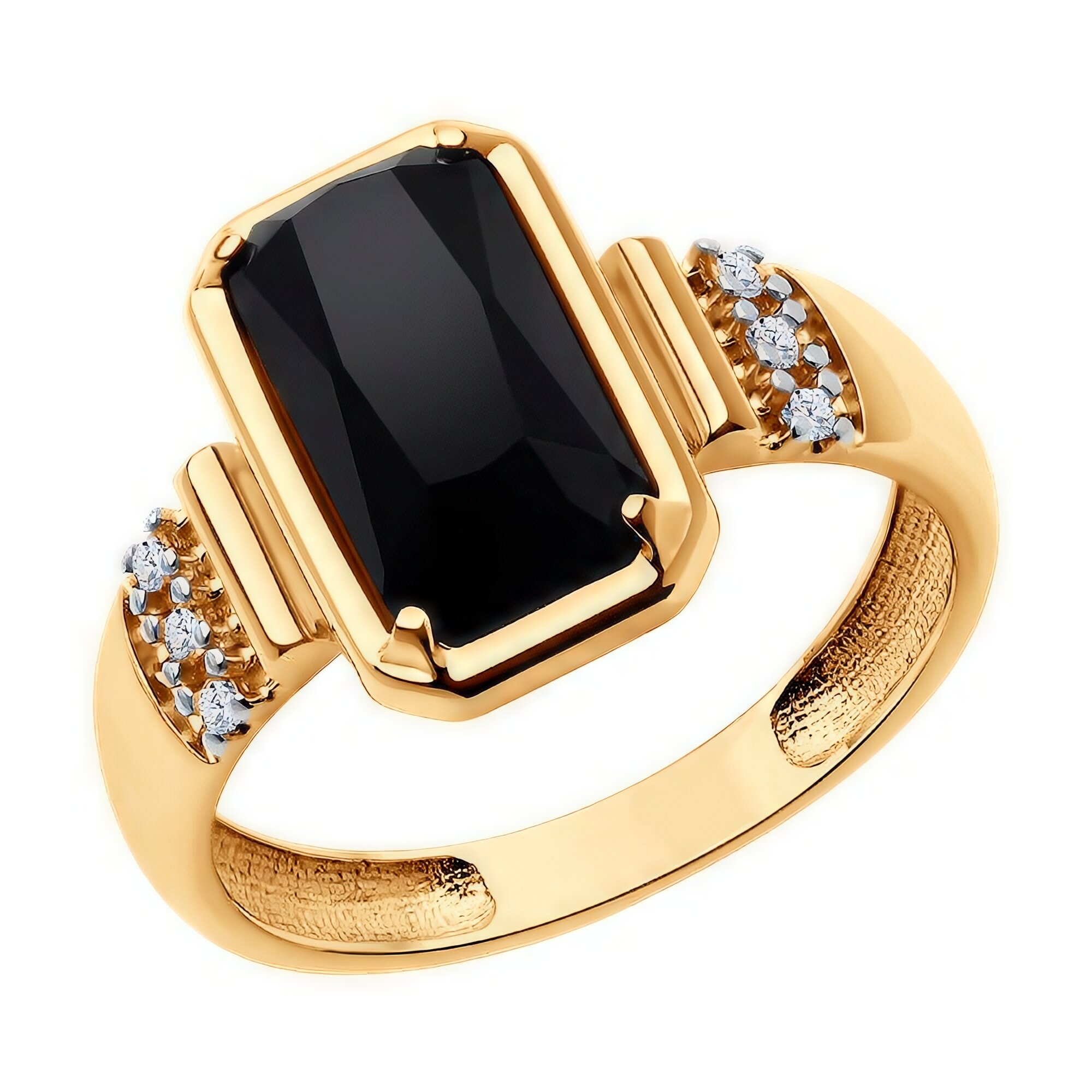 Кольцо, серебро, 925 проба, золочение, фианит, агат