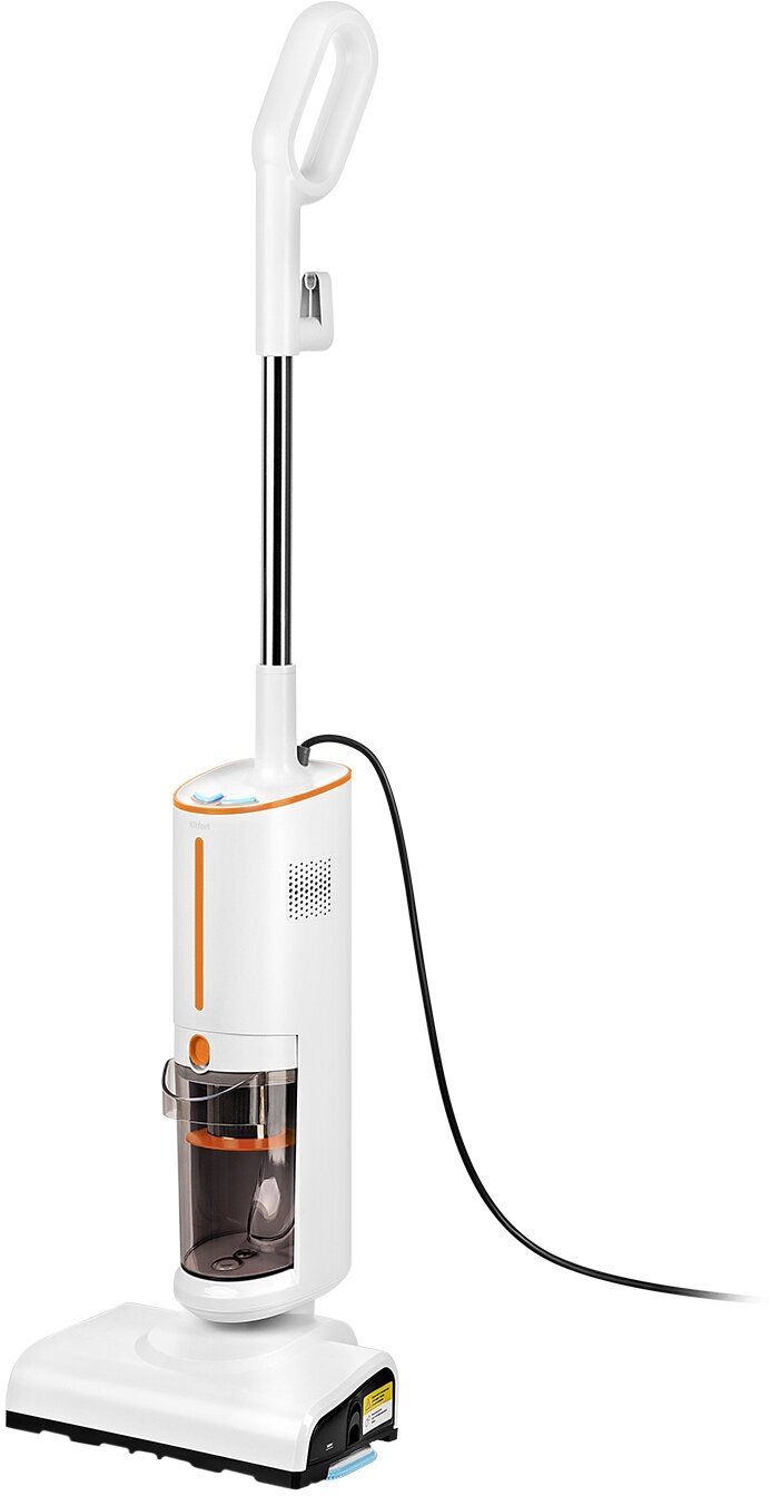 Пылесос паровой Kitfort КТ-5157-2 белый/оранжевый, 1600/600Вт, пылесборник 1,2 л, сухая влажная уборка