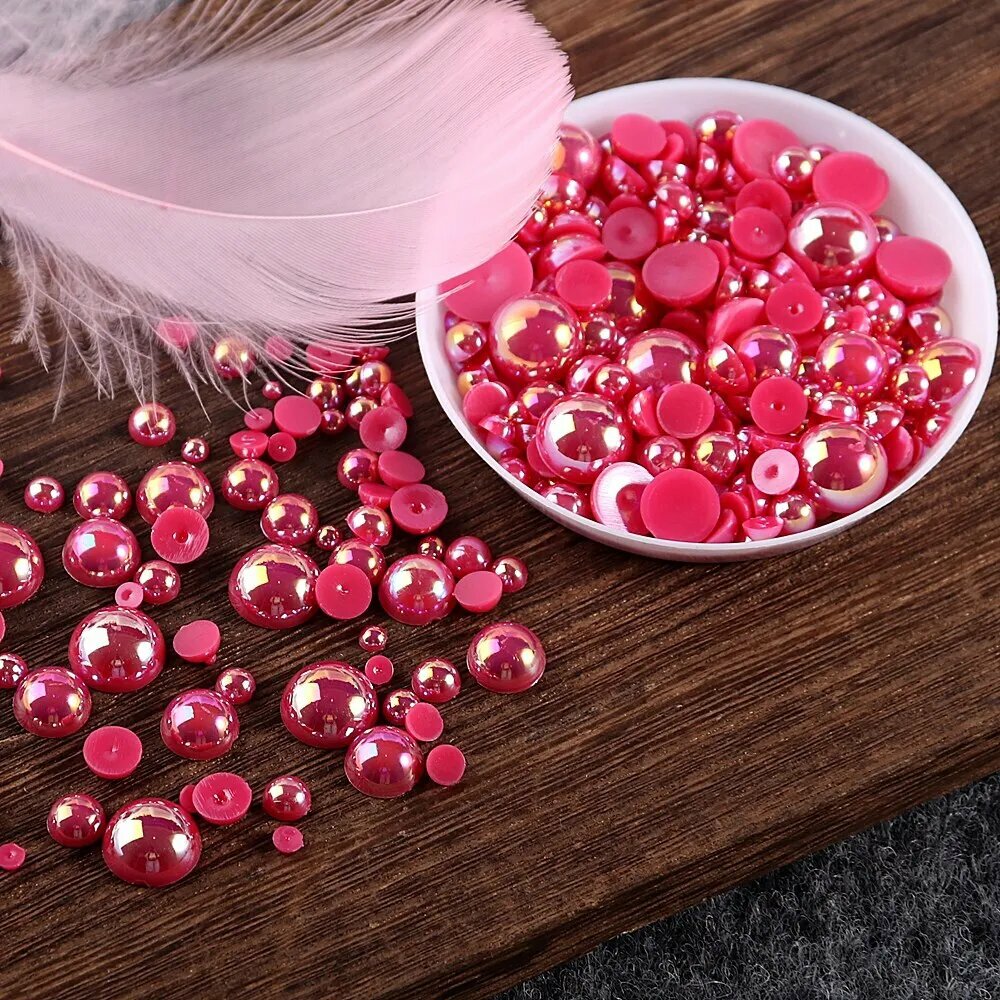Полукруглые бусины isequins АБС пластик, смешанные размеры 1.5-10 мм