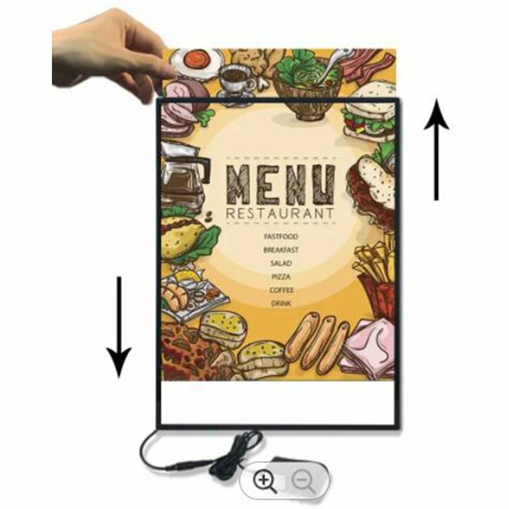 Тонкий световой короб, подвесная витрина, рекламная светодиодная доска / меню 50x70см