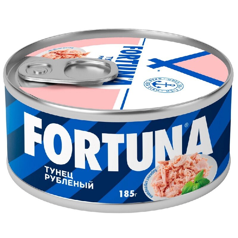 Тунец FORTUNA рубленый в собственном соку /жесть/ 185г