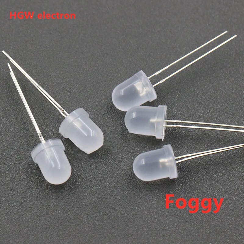50Pcs 5Colorsx10Pcs 8MM LED Diode Diffused Kit 8mm 3V Set Light Emitting White Green Red Blue Yellow F8 Round head fog LED light