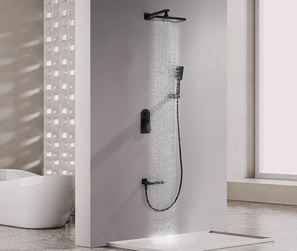 07165-C Смеситель встраиваемый для душа с 3-функ. (Черный) GANZER