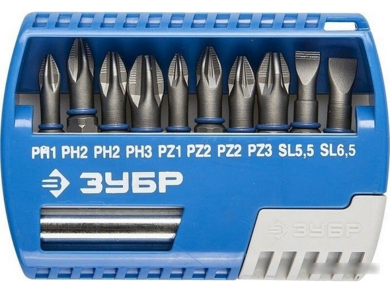 ЗУБР 11 шт, набор бит с магнитным адаптером 26050-H11