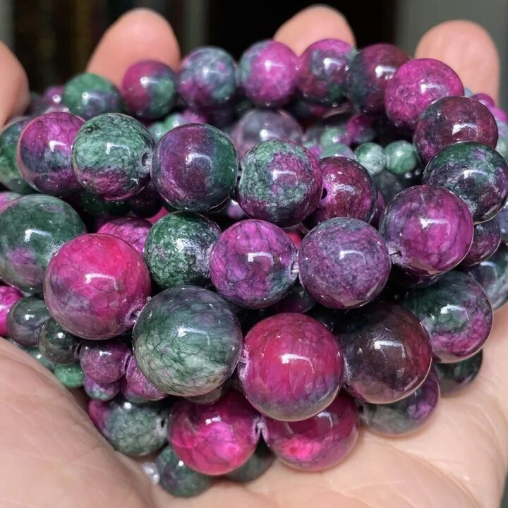 Бусины из турмалиновой жадеита, фиолетовые, 10 мм