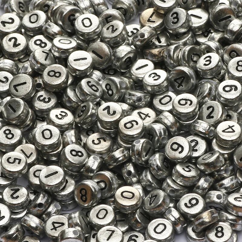 100 шт. разноцветные акриловые бусины-цифры Bucrurr для рукоделия 100pcs, B07837